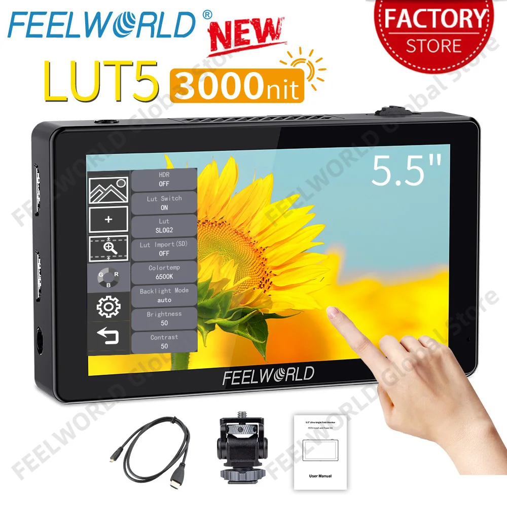 Feelworld-Monitor-de-campo-da-c-mera-DSLR-5-5-3000nit-Touch-Screen ...