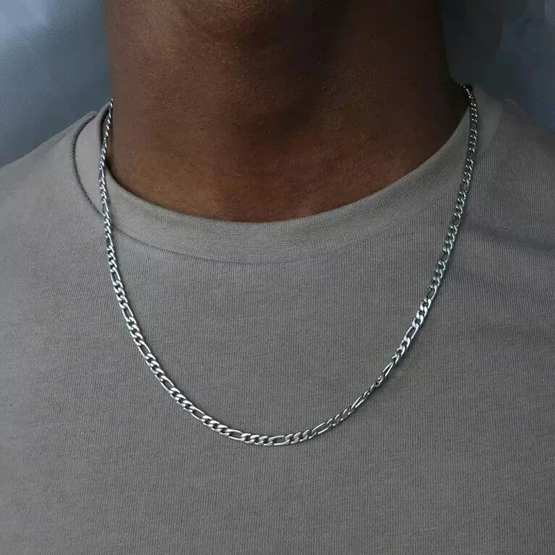 40-75cm-925-Silver-4mm-Figaro-Chain-Necklace-For-Women-Men-Long ...