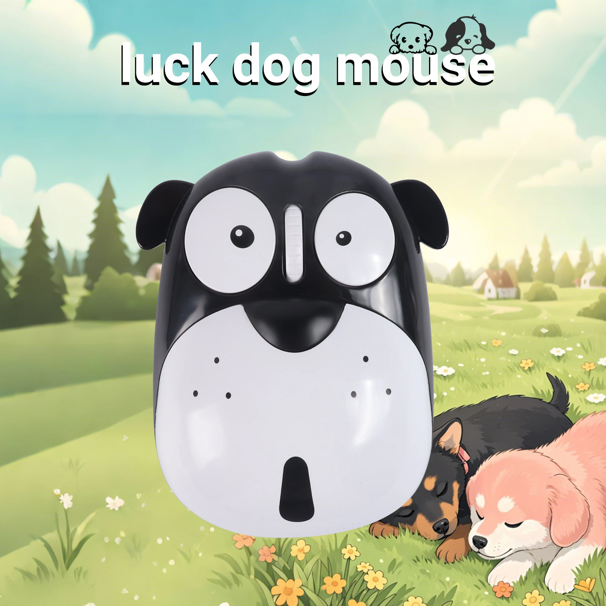 Wireless 2.4G Rechargeable Mouse Cute Dog Mute Button Both Hands For ...