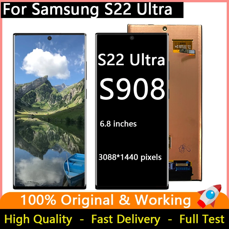 Original super AMOLED S22 Display Ultra Para Samsung Galaxy S22 Ultra ...