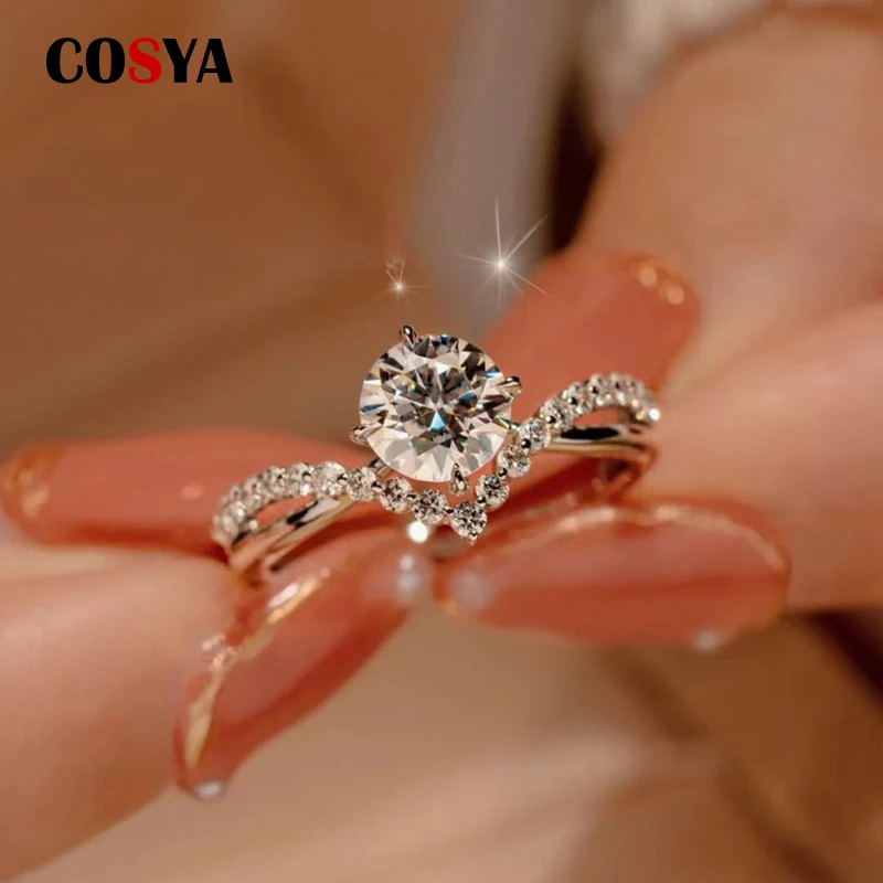 COSYA-S925-Sterling-Silver-Moissanite-Rings-D-for-Women-Wedding-Ring ...