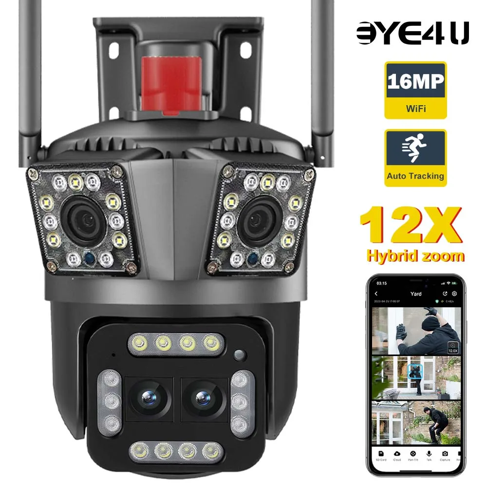 8K-16MP-Outdoor-WiFi-Camera-12X-Zoom-Four-Lens-Three-Screen-PTZ-Camera ...