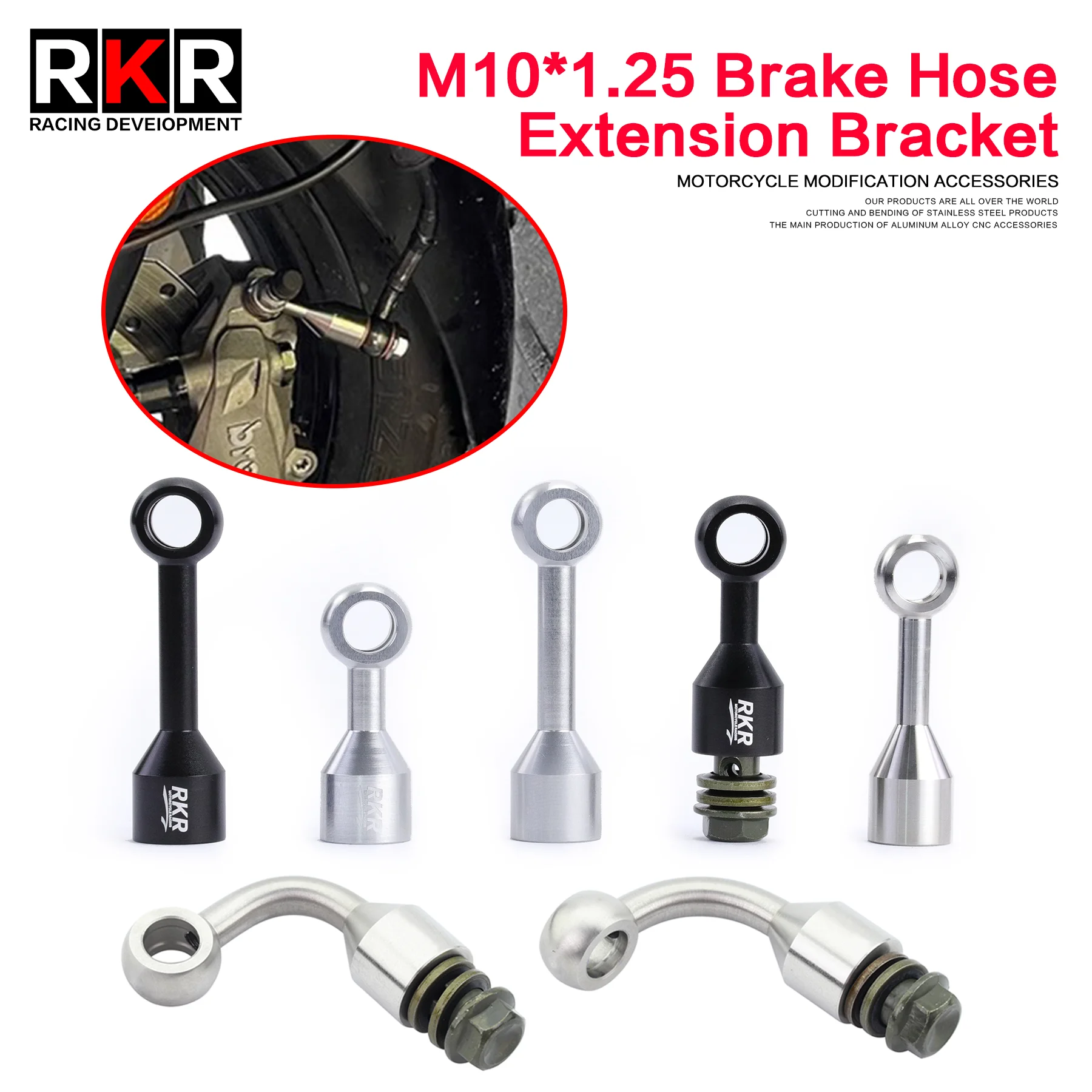 Universal Motorcycle 7075 CNC Aluminum 304 Stainless Steel Brake Fluid ...