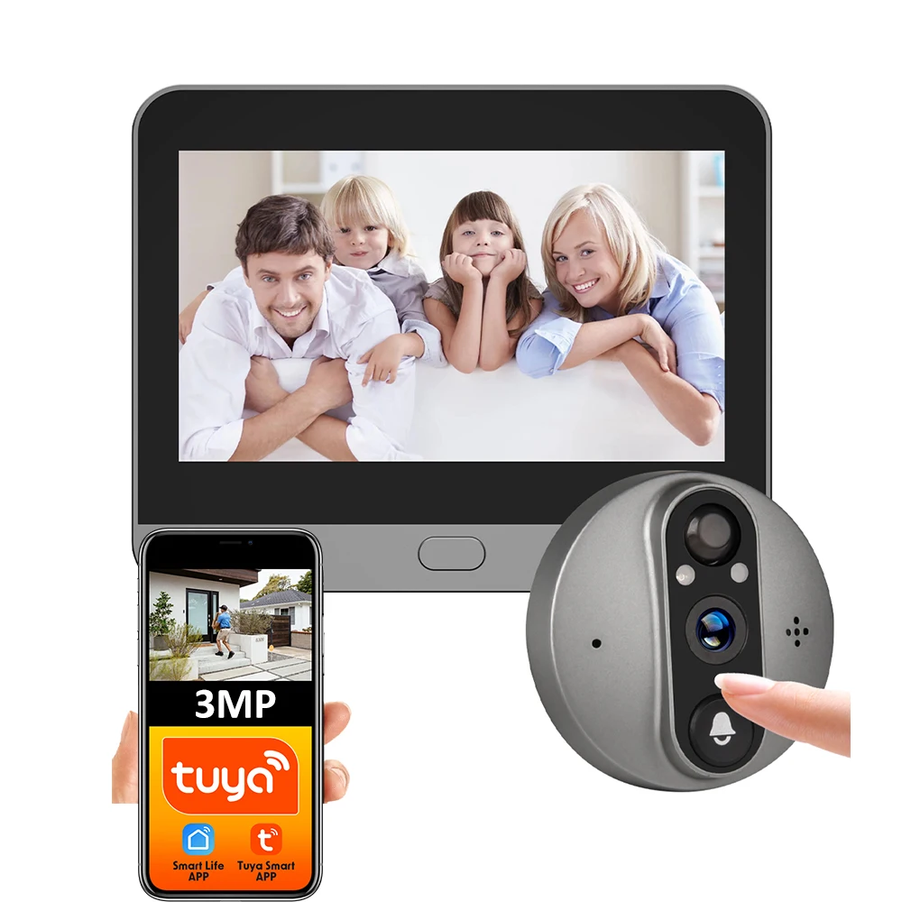 3MP-Smart-Life-Tuya-1080P-WiFi-Campanello-per-porta-Spioncino ...