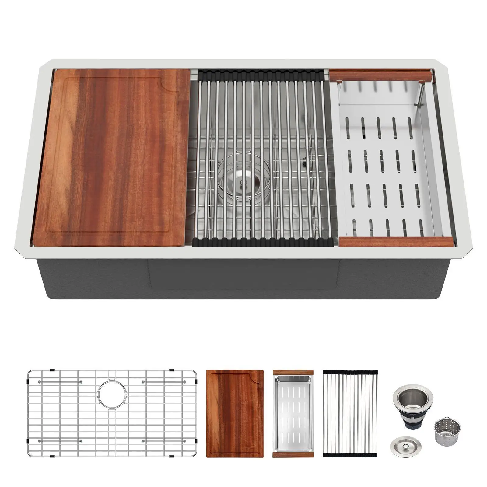 Brushed Nickel Stainless Steel Undermount Kitchen Sink 30 Inch Single ...