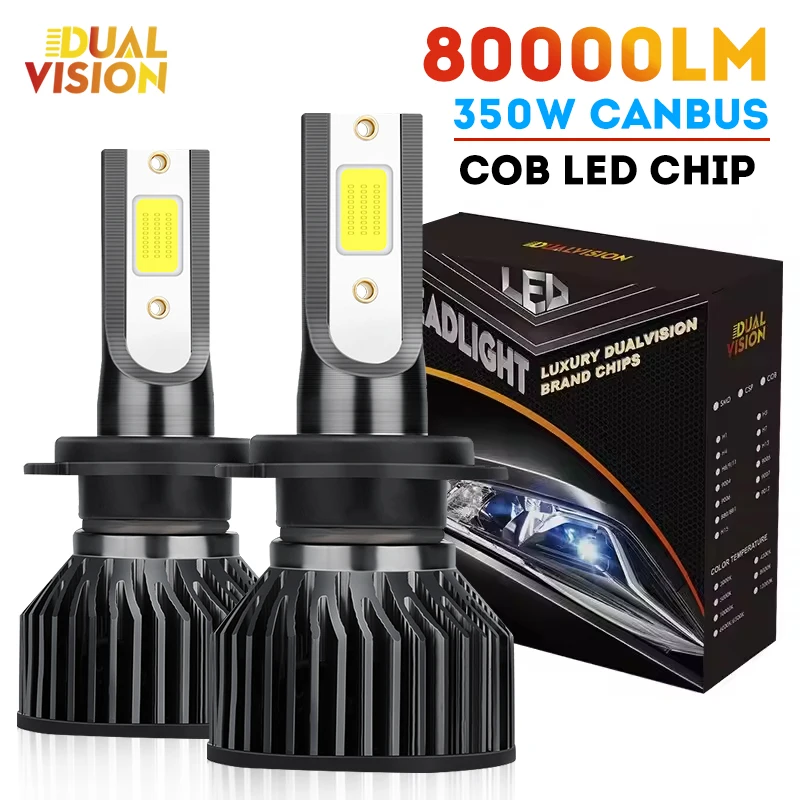 Dualvision 2PCS H7 H4 H1 Led Headlights 9006 H11 9005 9012 Super Bright ...