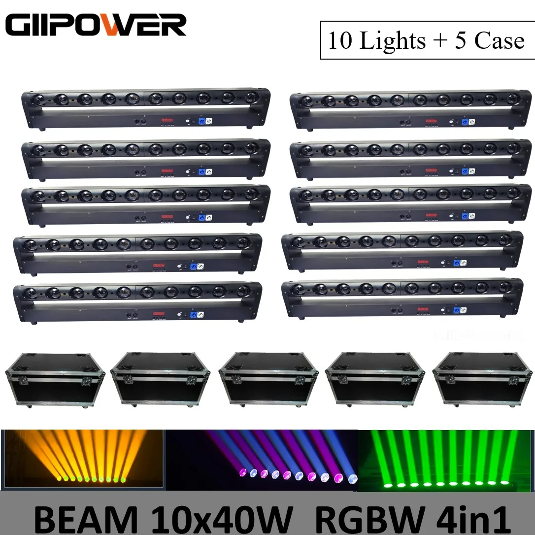 No-Tax-1-10pcs-Beam-10x40W-RGBW-4in1-LED-Strip-Beam-Moving-Head-Light ...