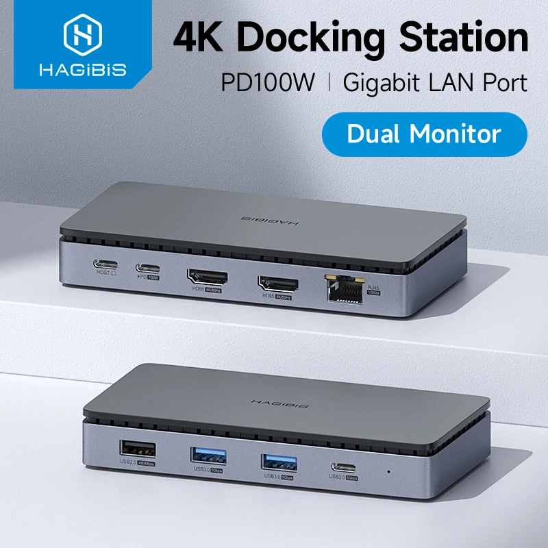 Hagibis-Docking-Station-USB-C-Tipo-C-para-Dual-4K-Compat-vel-com-HDMI ...