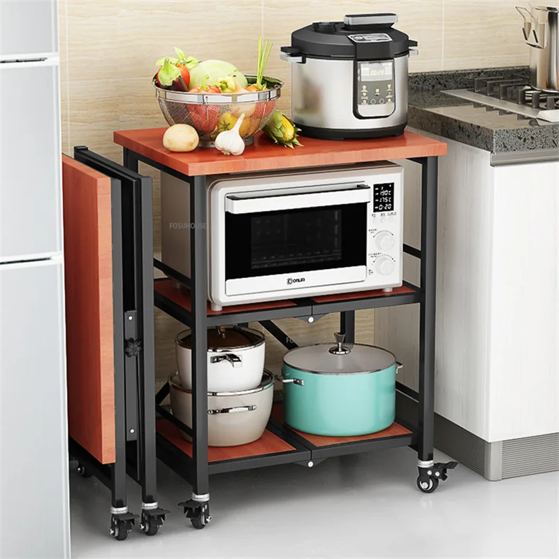 Installation-free-Kitchen-Trolleys-Movable-Stainless-Steel-Folding-Cart ...
