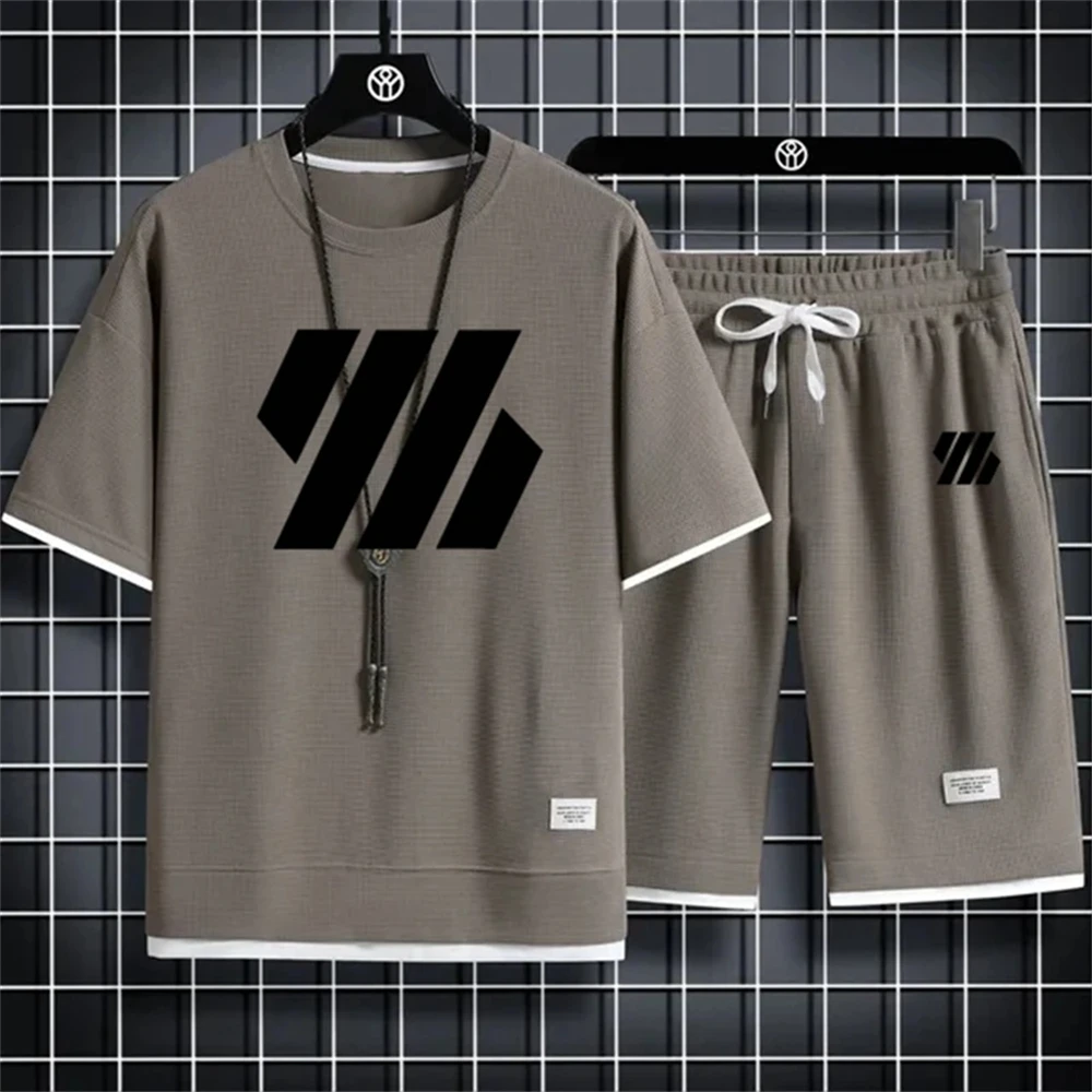 Summer-Men-s-Two-Piece-Set-Linen-Fabric-Casual-T-Shirt-And-Shorts-Mens ...