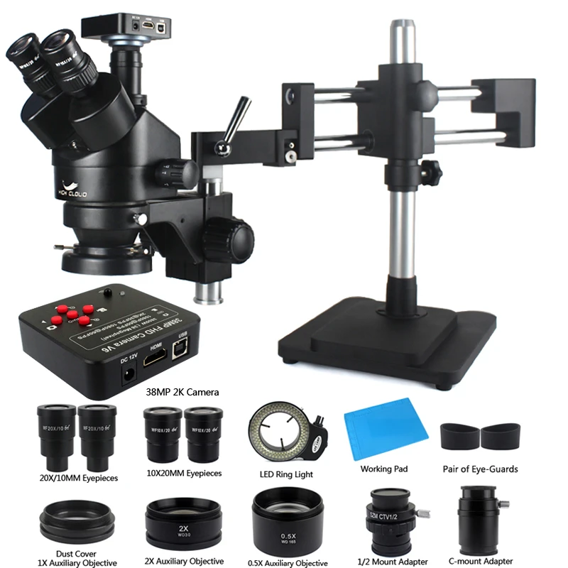 3.5x-90x Double Boom Zoom Simul Focal Trinocular Stereo Microscope 38mp ...