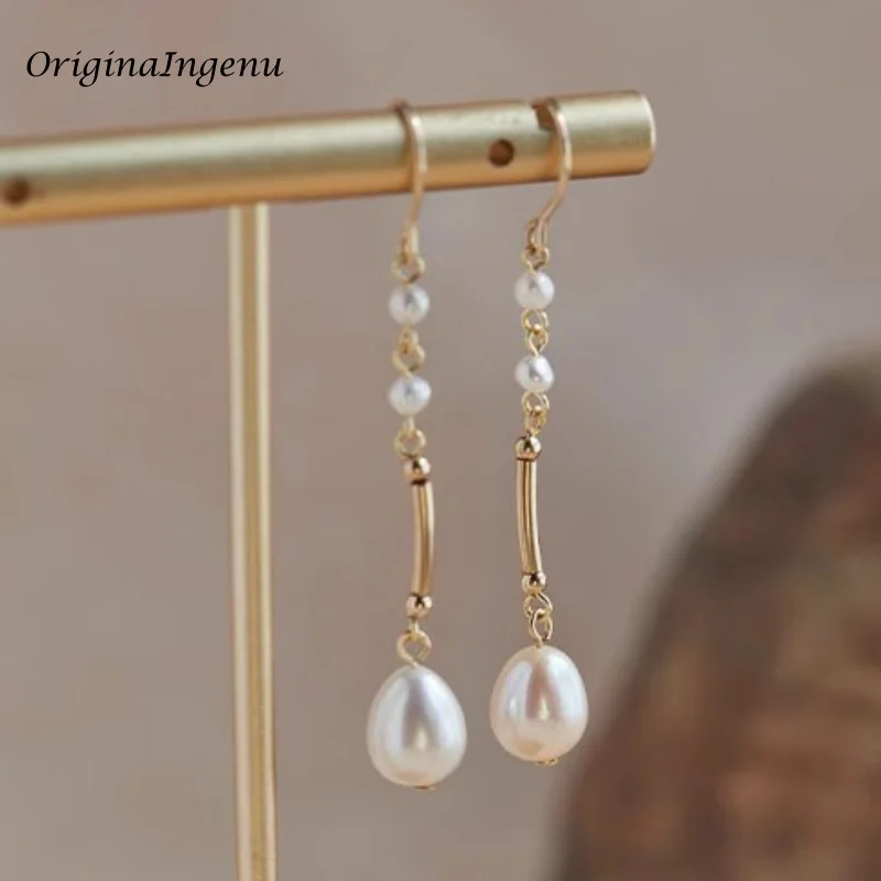 Handmade Minimalist Organic Baroque Pearl Earrings 14K Gold Filled ...
