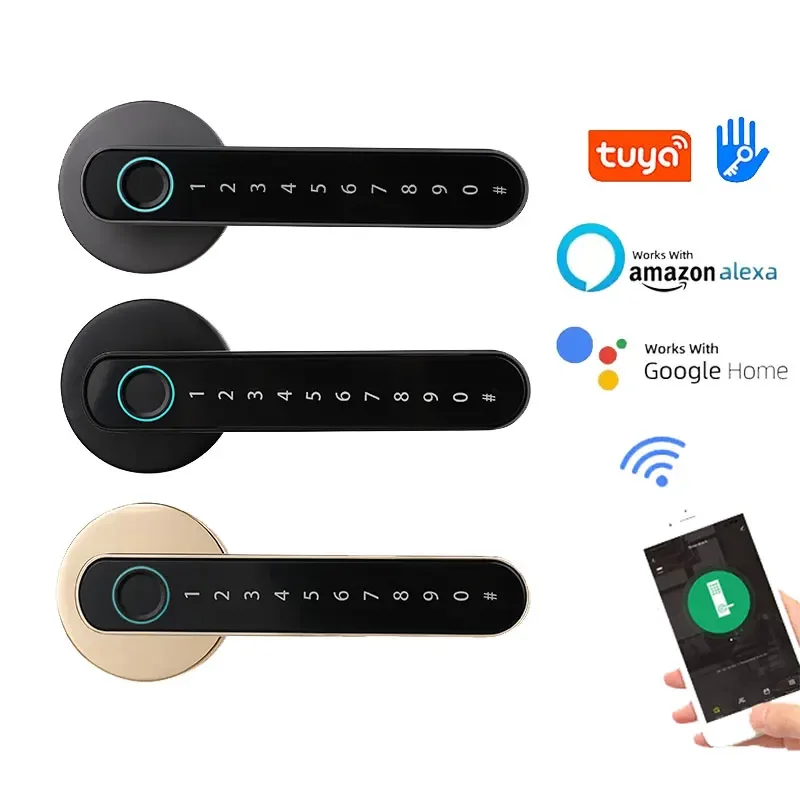 Electronic-Biometric-Intelligent-Home-Fingerprint-Password-Handle-Lever ...