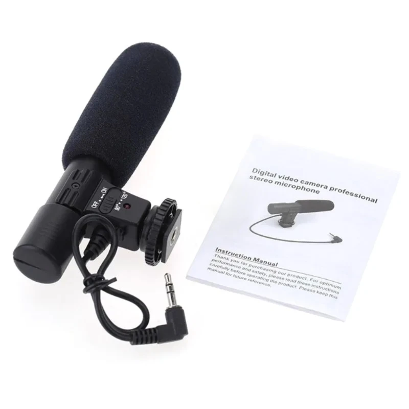 Portable-Condenser-Stereo-Microphone-Mic-with-3-5mm-Hot-Shoe-Mount-for ...
