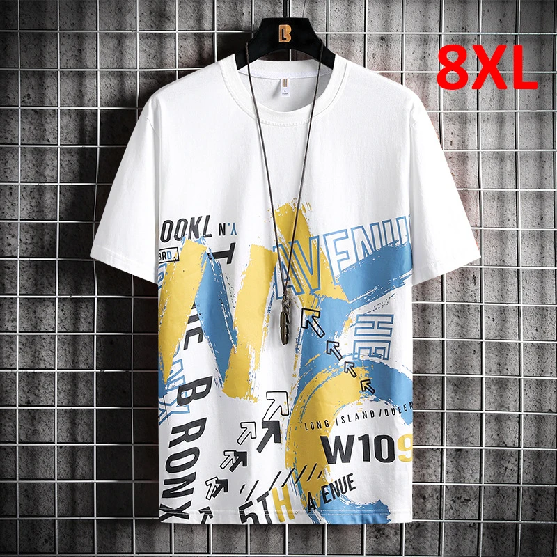 7XL 8XL Plus Size T-shirt Men Summer Short Sleeve Tshirt Fashion Causal Graffiti Shirt Male ...