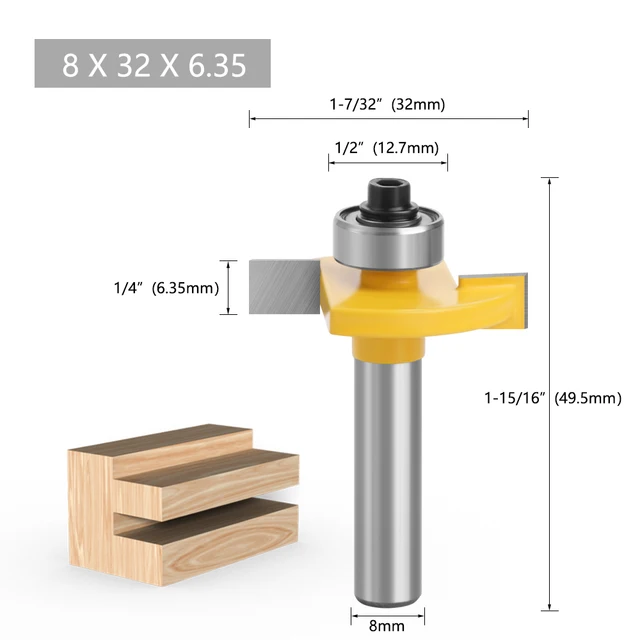 1Pc 8Mm Schacht T-Slening Router Bit Met Lager Hout Slot Frees T Type ...