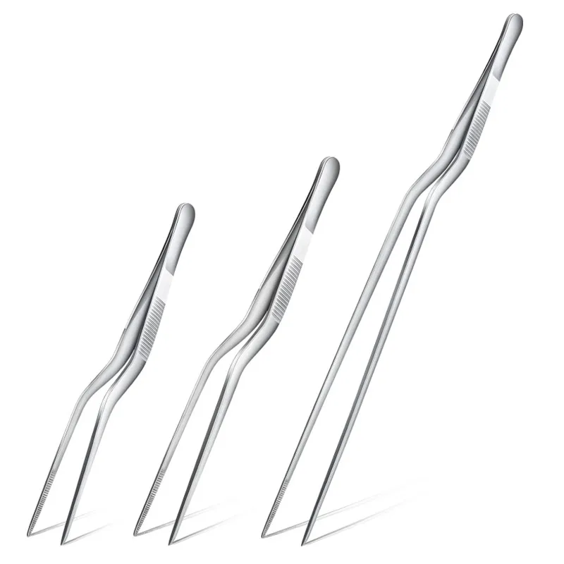 3-Sizes-Stainless-Steel-Precision-Kitchen-Chef-Tongs-Tweezers-for-Food ...