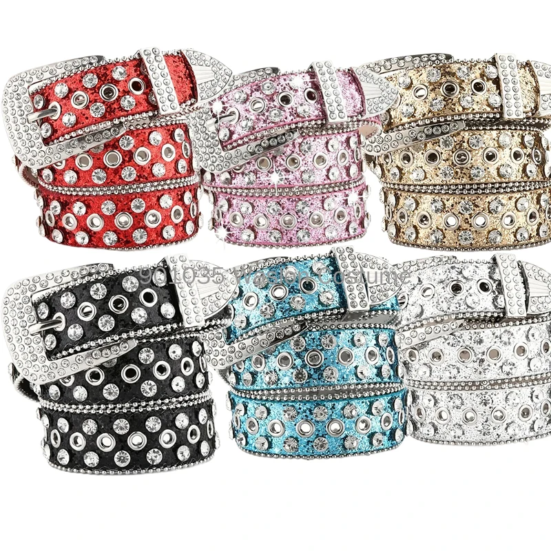 Skull-Rivet-Gorgeous-Rhinestone-Studded-Belts-Trendy-Solid-Color ...