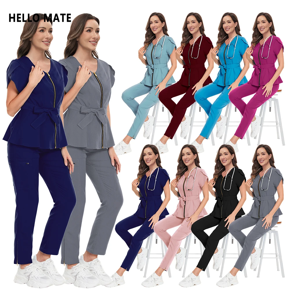Multicolor Surgery Workwear Scrubs Uniform Women Nurse Top+Pants ...
