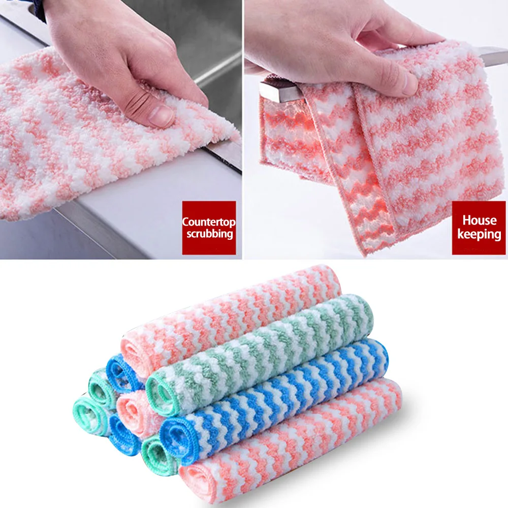 Kitchen-Efficient-Super-Absorbent-Coral-Fleece-Cleaning-Cloth-Anti ...