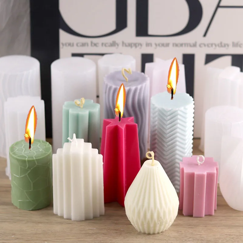 Geometric-Silicone-Candle-Mold-DIY-Handmade-Stripe-Cylinder-Plaster ...
