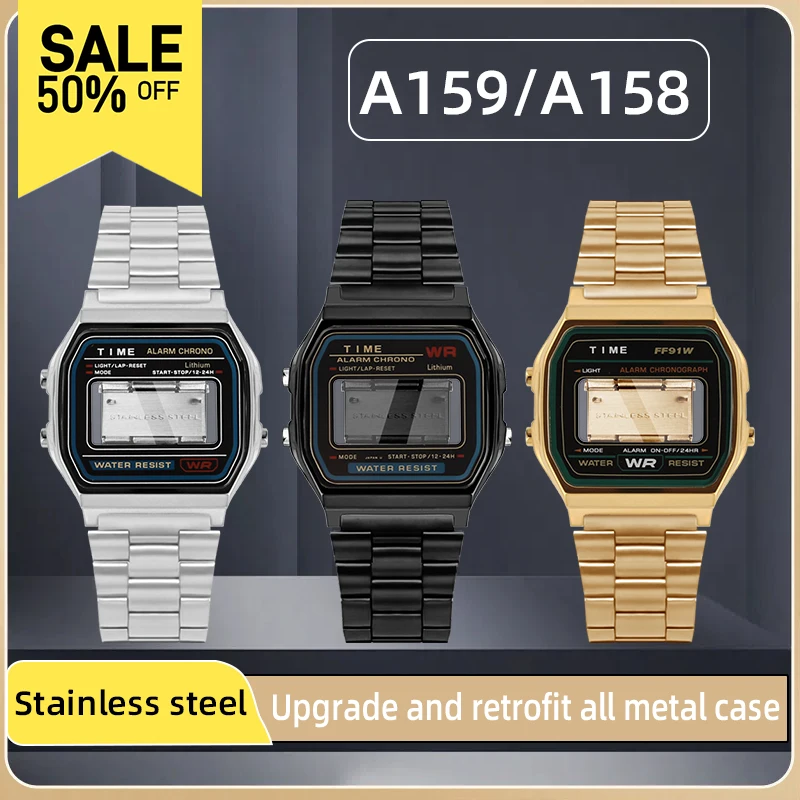 For Casio F91w case mod kit modification all metal case A158/A159 bezel ...