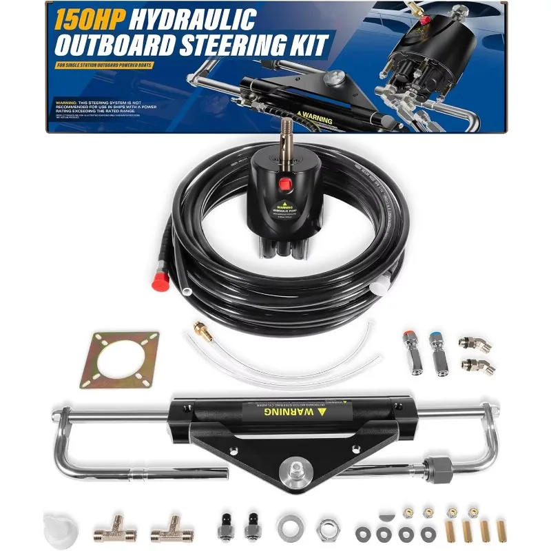 Upgraded version Hydraulic Outboard Steering Kit Boat Marine System ...