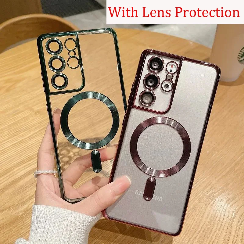 Wireless Charging Magsafe S21 Galapple Magnetic Clear Case For Samsung ...