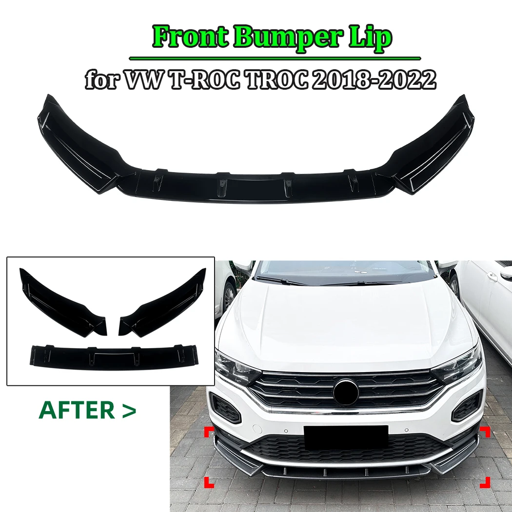 For VW T-ROC TROC 2018 2019 2020-2022 Car Front Bumper Lip Splitters ...