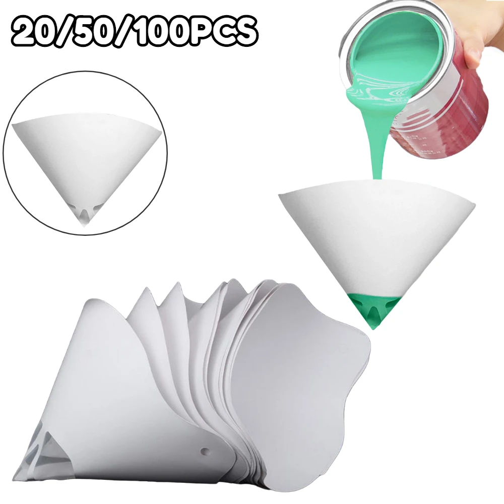 20-50-100PCS-Mesh-Paper-Paint-Strainers-Micron-Fine-Sieve-Mesh-Filter ...