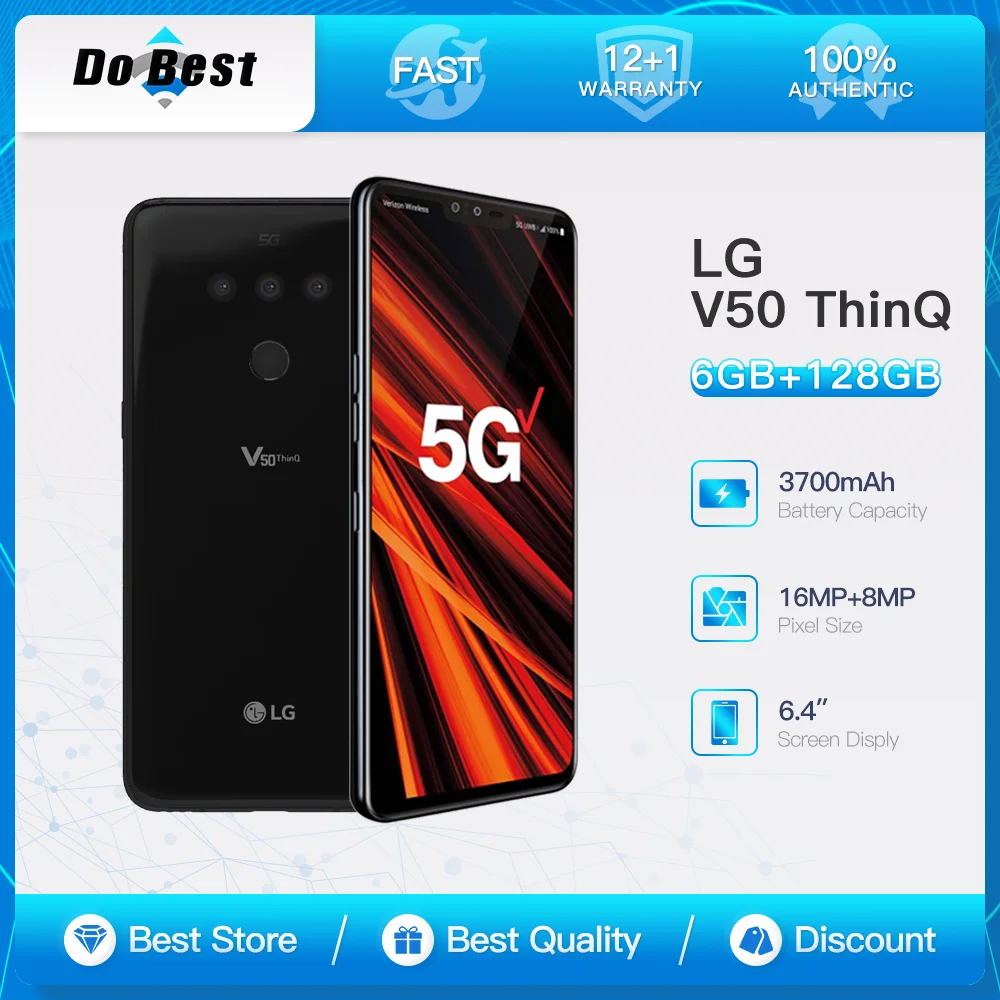 Original-LG-V50-ThinQ-5G-Mobile-Phone-V450VM-V500N-Unlocked-6-4-P-OLED ...