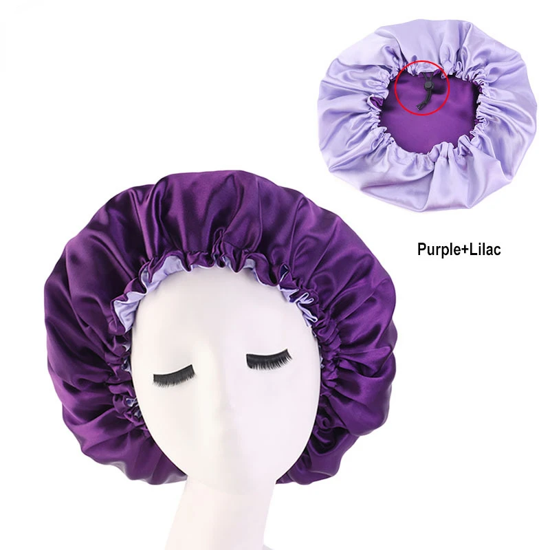 Women-Night-Sleep-Hair-Caps-Silky-Bonnet-Satin-Double-Layer-Adjust-Head ...