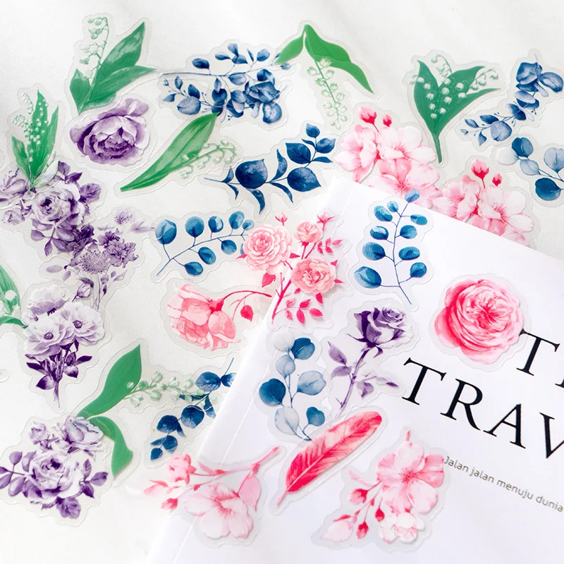 50pcs Watercolor Plant Flower Decorative Stickers Pack Vintage ...