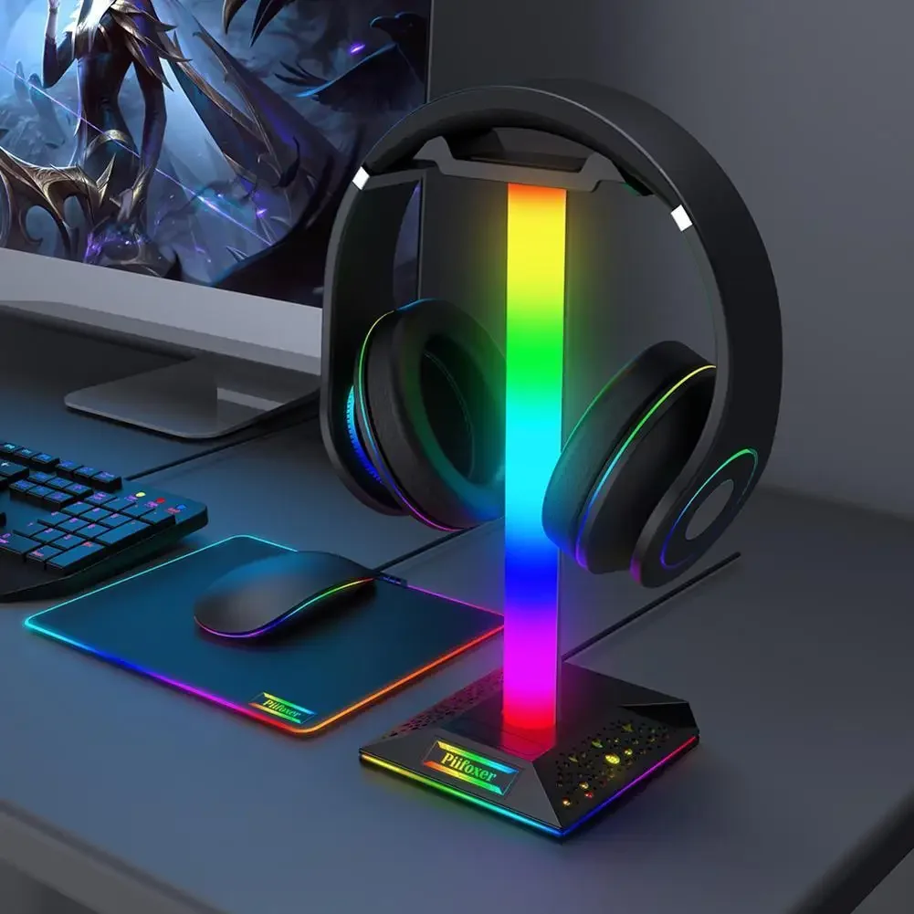 RGB-Game-Headphone-Stand-Headset-Holder-Hanger-with-3-5mm-Audio-and-2 ...