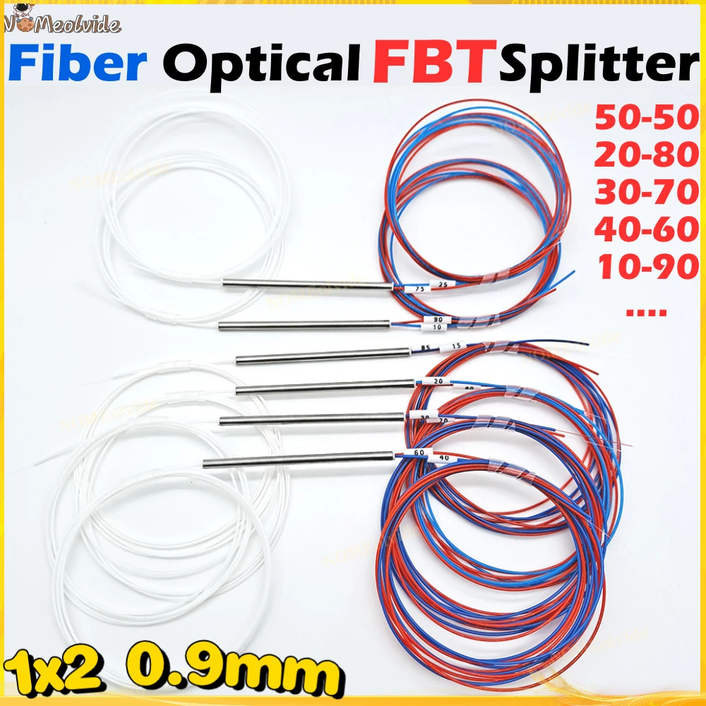 10 Pcs 1x2 0.9mm Unbalanced Coupler Fiber Optic Fbt Splitter 50:50 10: ...