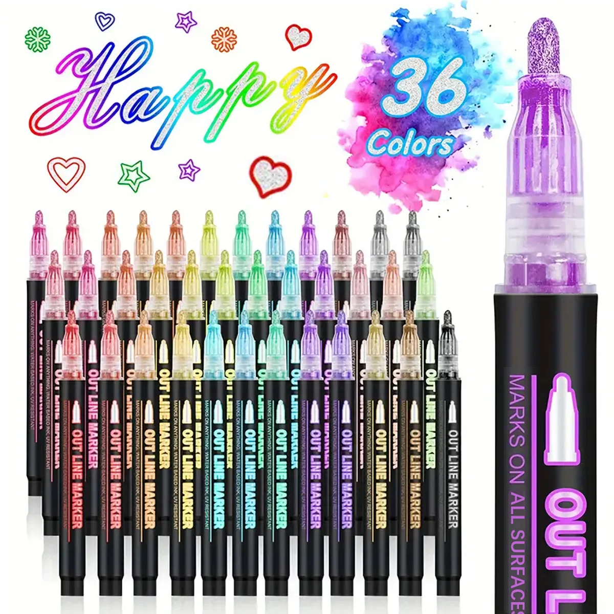 Self-outline Metallic Markers Doodle Dazzle Markers, Double Line ...