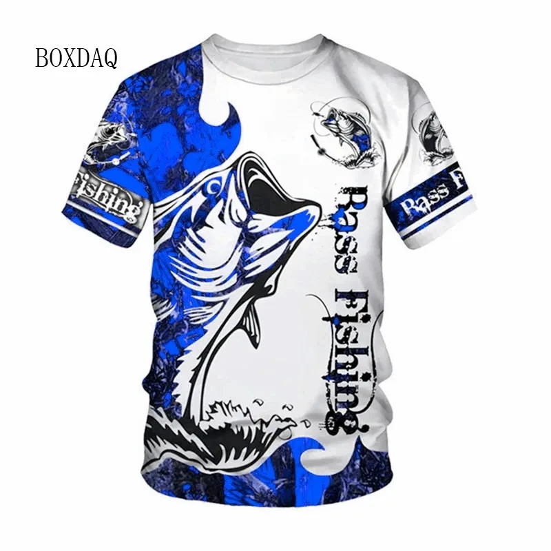 Men's Fishing T-shirts Summer Short Sleeve 3d Fish Print Street Hip Hop ...