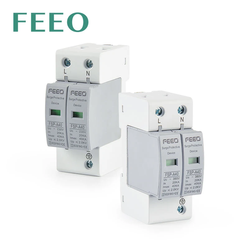 Feeo 2p Din Rail Solar Pv Low Voltage Ac 230v 275v 385v 20ka-40ka Surge ...