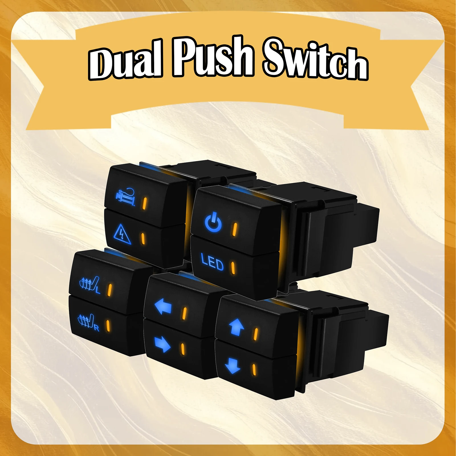 12V Dual Push Switch Double Button Blue Orange LED Power On Off for ...