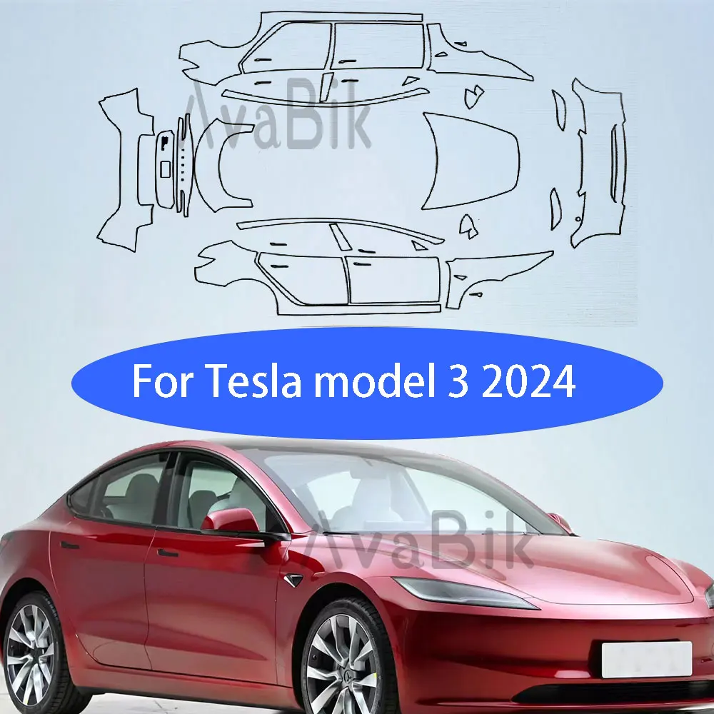 For Tesla Model 3 Highland 2024-Up Pre-cutting TPU Invisible Car Paint ...