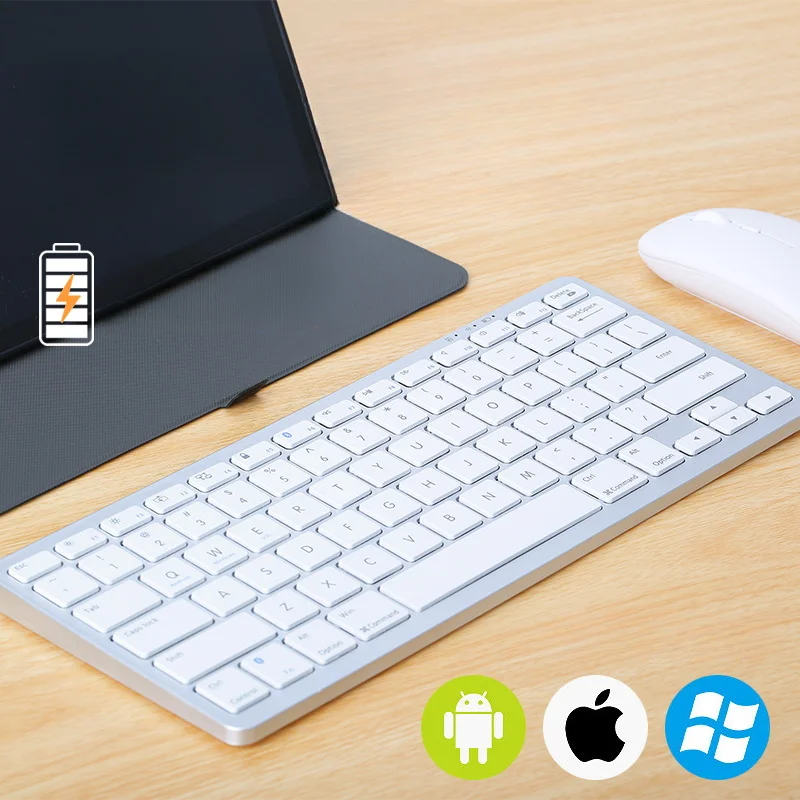 Mini-Slim-Rechargeable-Wireless-Bluetooth-Keyboard-Protable-Silver ...