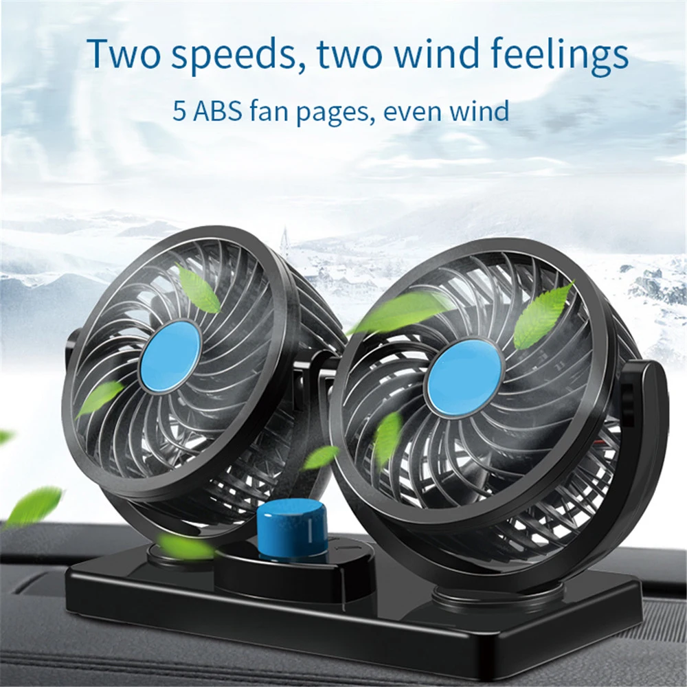 12V-24V-Car-Dual-Fan-Car-Interior-Accessories-360-Degrees-round-Car ...