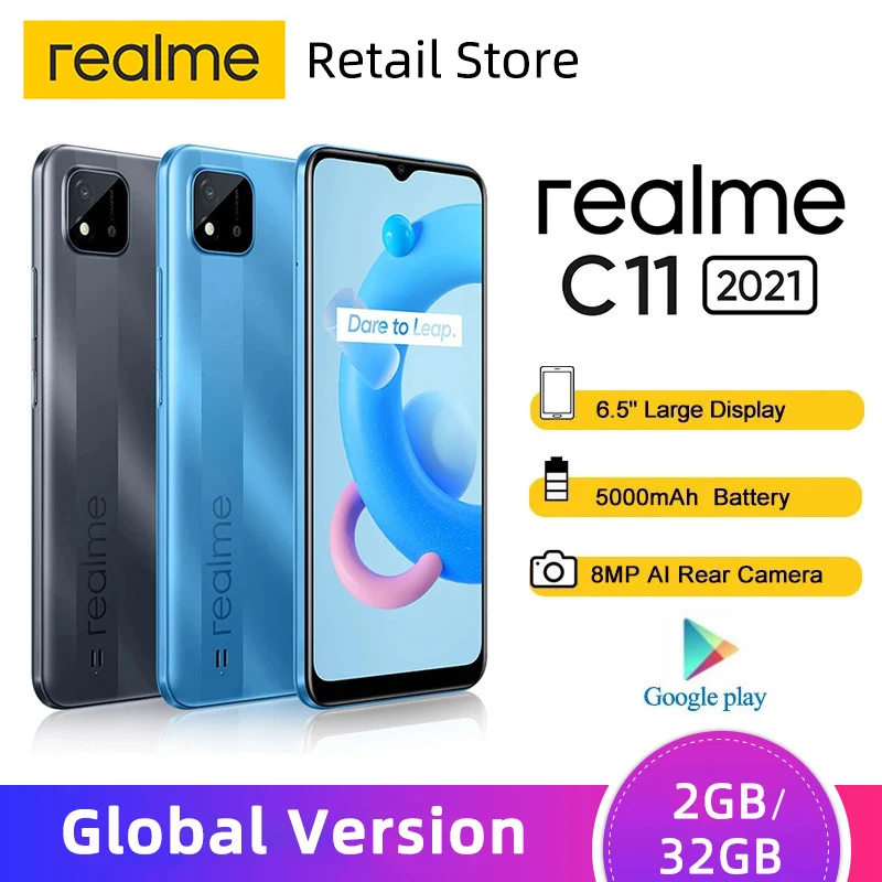 Realme C11 2021 Smartphone 2GB 32GB 6.5” Mini-Drop Fullscreen 5MP Front ...