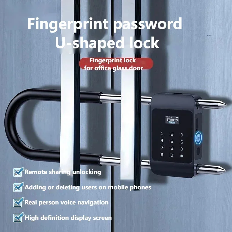 Fingerprint-Lock-U-shaped-Password-Lock-Glass-Door-Lock-Double-Door ...