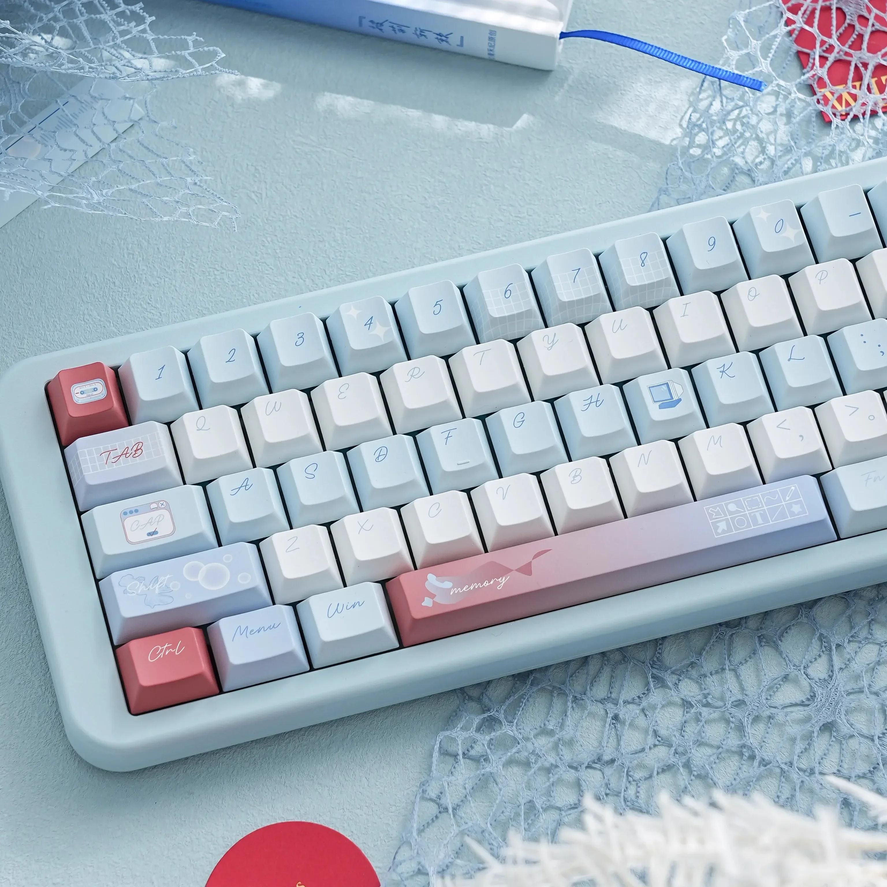 Aqua-diary-keycaps-Original-height-PBT-full-five-sided-sublimation ...