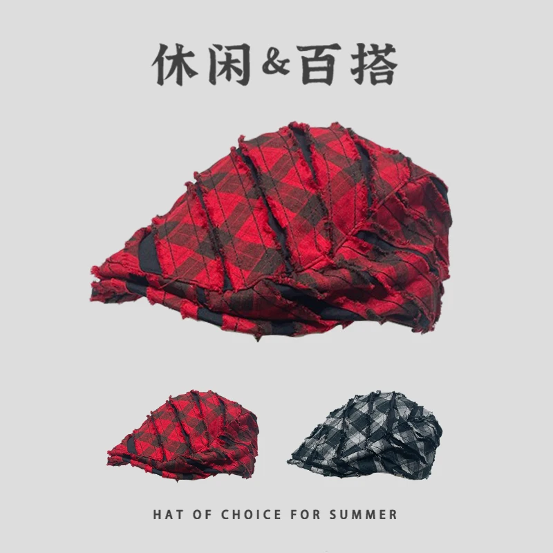 Korean-Version-of-Niche-Designer-Broken-Plaid-Forward-Hats-for-Women ...