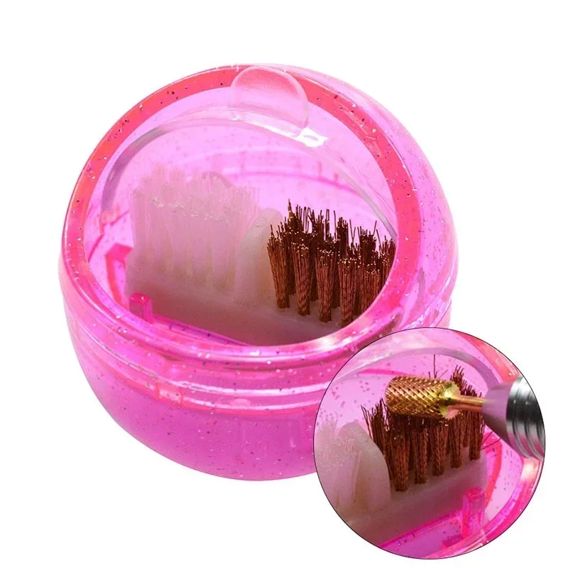 Nail-Drill-Bit-Cleaning-Brush-Copper-Wire-Remove-Dust-Cleaning-Case ...