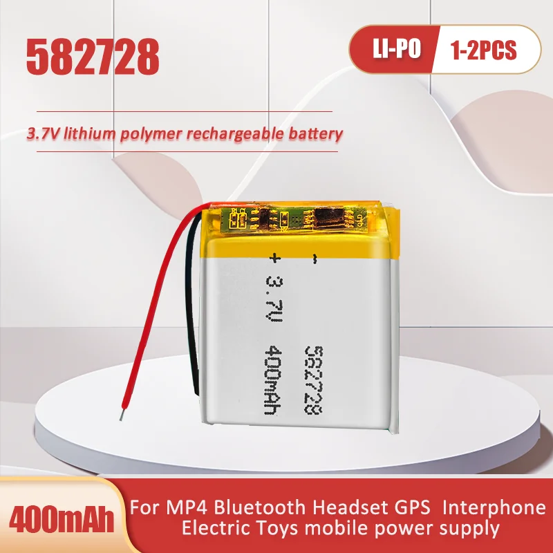 100-New-3-7V-400mAh-582728-Rechargeable-Lithium-Polymer-Battery-For ...