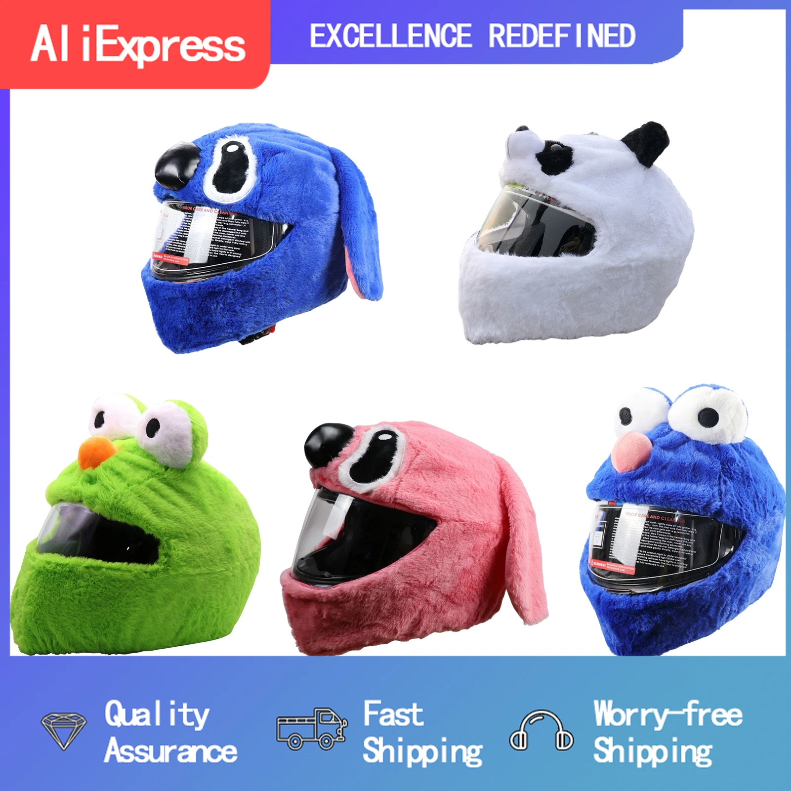 Motorcycle Helmet Cartoons Covers Funny Plush Helmet Protective Cover ...