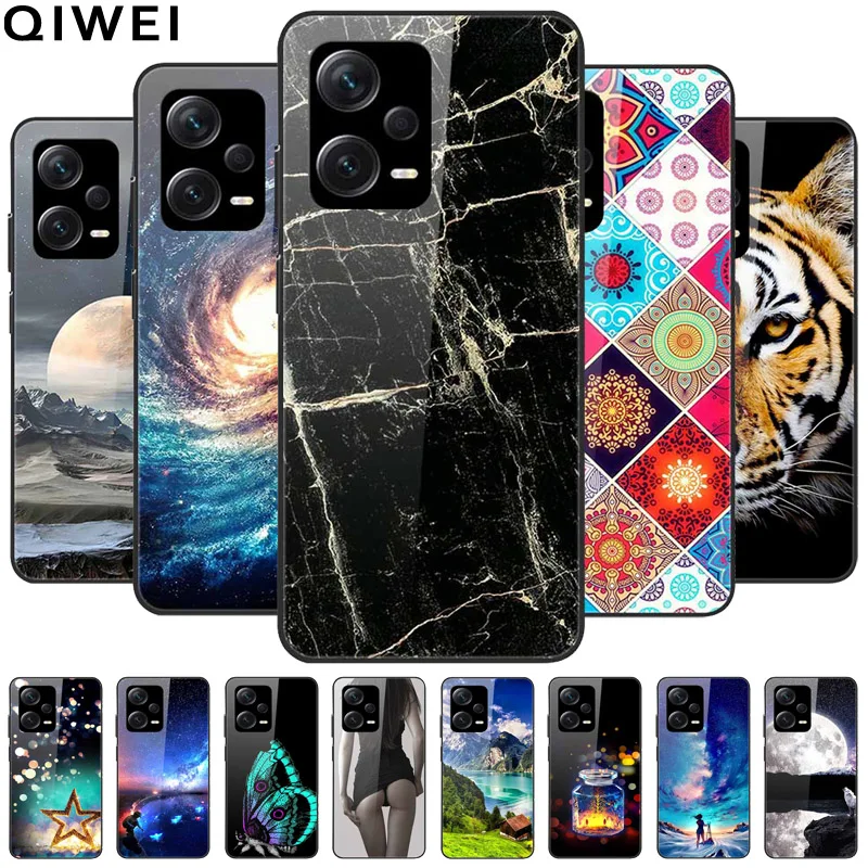 For Redmi Note 12 Pro Plus 5G Case Case Tempered Glass Hard Phone Back ...